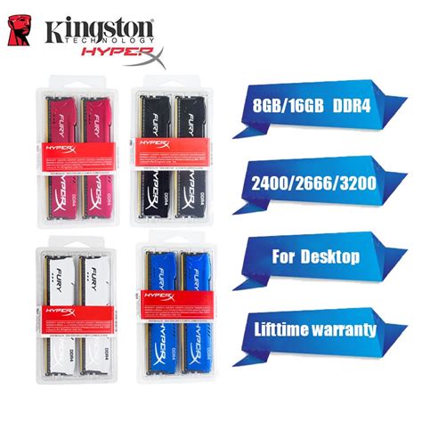 2pcs Kingston Hyperx Fury 8gb 16gb Desktop Memory Ram Ddr4 Dimm 2400 2666 3200mhz 288pin 1 2v