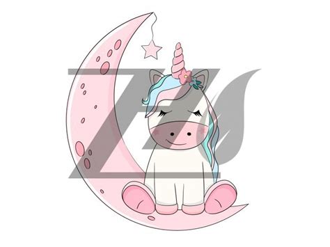 دانلود وکتور کارتونی ماه و تکشاخ دانلود رایگان فایل لایه باز، Psd، وکتور، لوگو و موکاپ