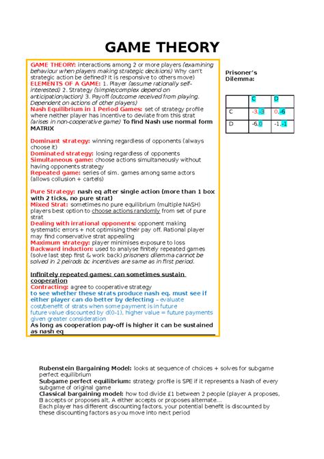 Game Theory Lecture Notes Game Theory Game Theory Interactions Among