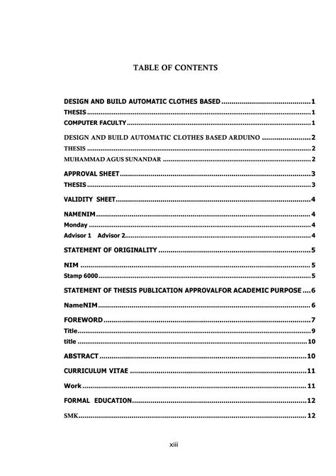 Solution Thesis Table Of Contents Design Of Arduino Based Automatic