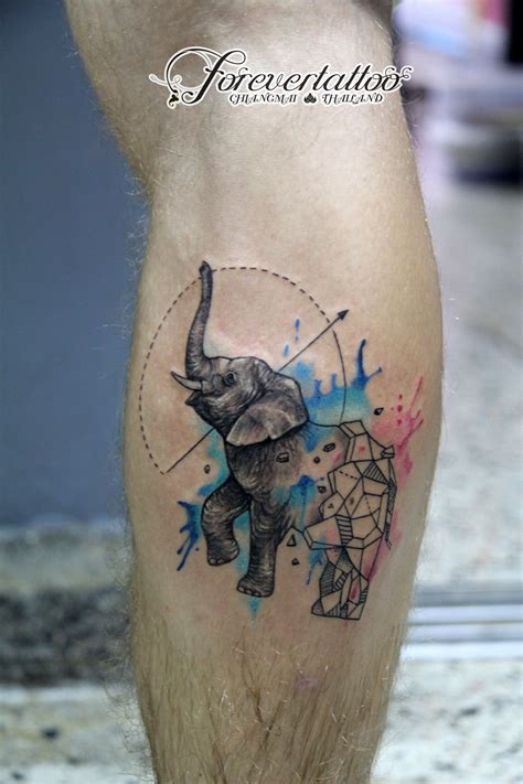 Colorful Elephant Tattoo