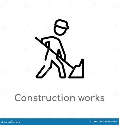 Outline Construction Works Vector Icon Isolated Black Simple Line