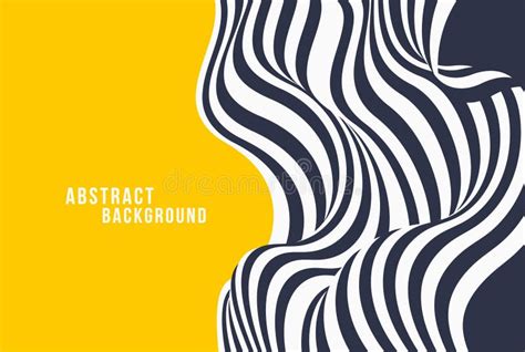 Black And White Wavy Pattern With Optical Illusion Abstract Geometric Background Stock