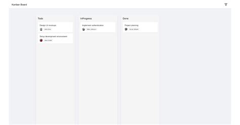 React Kanban Board With User Avatars And Filtering Mui Components