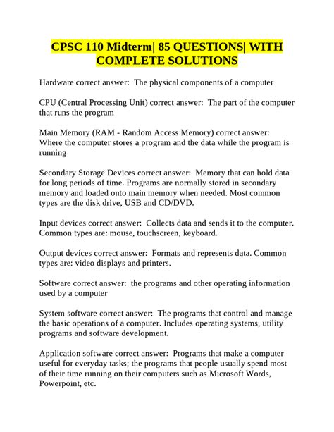 Cpsc 110 Midterm Review Comprehensive Guide To Computer Science Fundamentals Exams Nursing