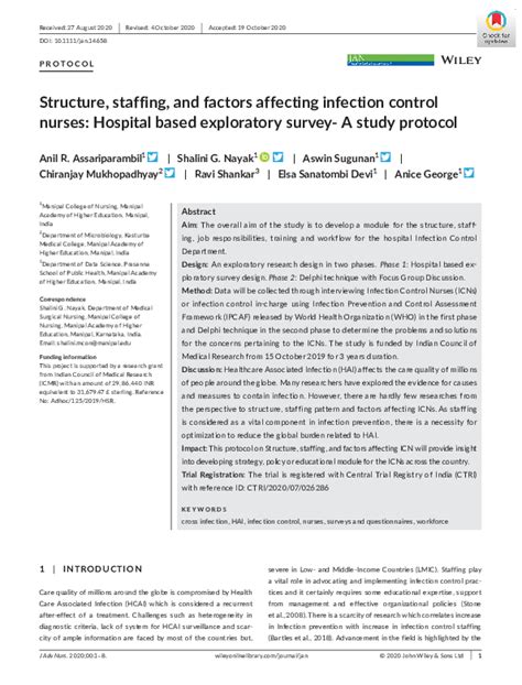 Pdf Structure Staffing And Factors Affecting Infection Control Nurses Hospital Based