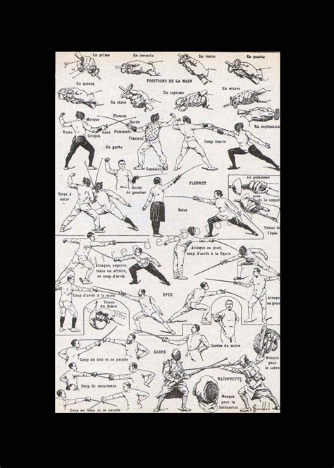 Fencing Moves French Dictionary Paris France Athletic Sports Etsy