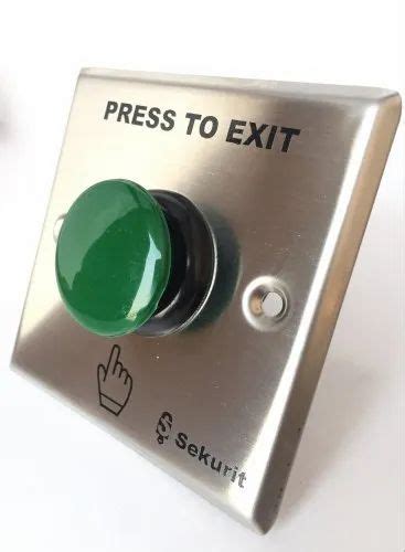 Sekurit Metal SS Body Exit Button SEK Mushroom Single Pole Green Push Button At Piece