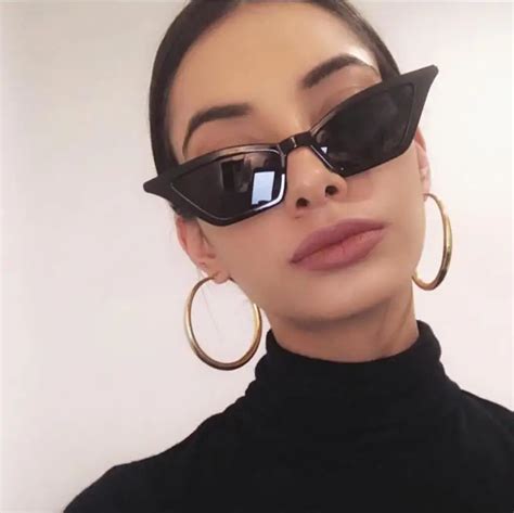 Vingtage Sunglasses Women Square Black Cats Eye Narrow Glasses Cheap Cat Eye Sunglass Unisex