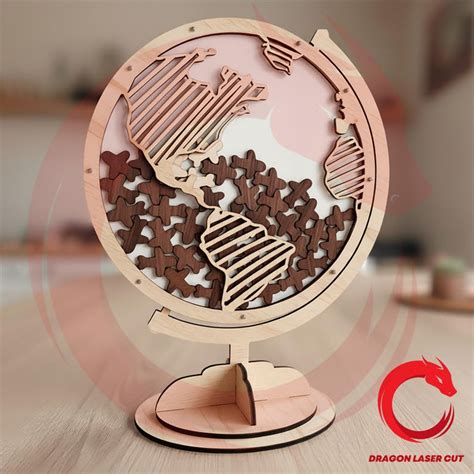 Laser Cut Globe Of The World With Stand 3 Mm Puzzle 3d Svg Bundle