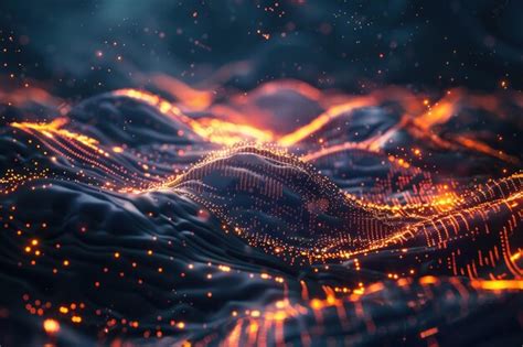 Premium Photo Digital Particles Floating In Abstract Cyber Technology Background