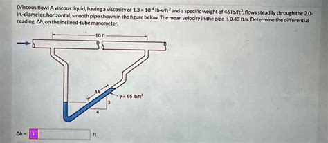 Solved Text Viscous Flow A Viscous Liquid Having A Viscosity Of 1 31 Lb S Ft And A Specific
