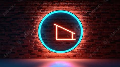 무료 네온 타원 조명 프레임이 있는 벽돌 벽 앞에 닫힌 기호 3d 렌더링 Ppt 배경 Slidesdocs