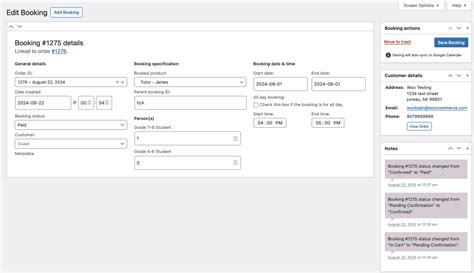 View Or Edit A Booking Documentation Woocommerce