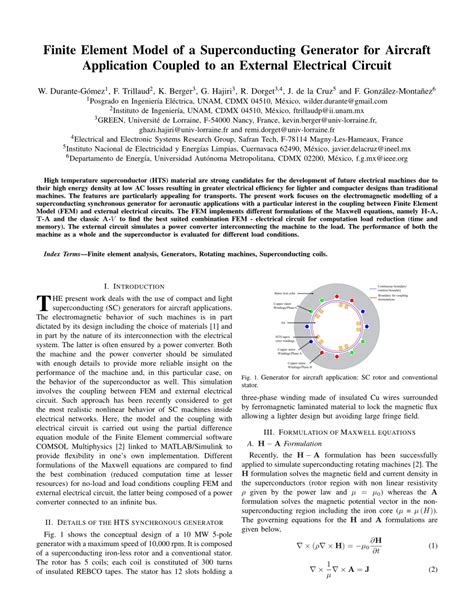 Pdf Finite Element Model Of A Superconducting Generator For Aircraft Application Coupled To An