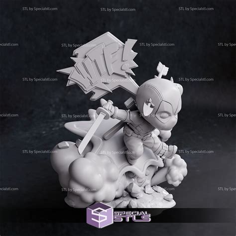 Chibi Deadpool Stl Files Action Pose Specialstl