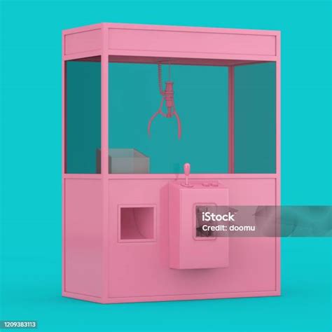 듀오 톤 스타일의 빈 카니발 핑크 장난감 발톱 크레인 아케이드 기계 3d 렌더링 갈고리 발톱에 대한 스톡 사진 및 기타 이미지 갈고리 발톱 기계류 도박 Istock