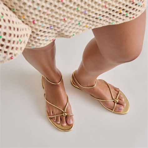 Kenley Gold Leather Sandals Dolce Vita