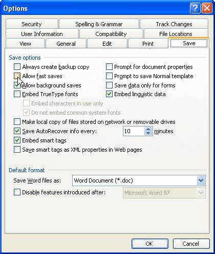 Saving Documents Faster Microsoft Word