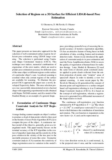 Pdf Selection Of Regions On A 3d Surface For Efficient Lidar Based