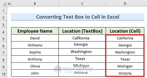 How To Convert A Text Box Into A Cell In Excel 3 Steps