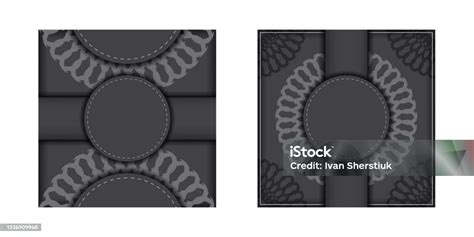 그리스 장식으로 엽서 디자인을 그레이 아웃 텍스트 와 빈티지 패턴에 대한 공간이있는 초대 카드 디자인 0명에 대한 스톡 벡터