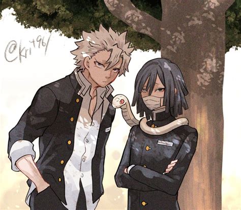 Shinazugawa Sanemi Iguro Obanai And Kaburamaru Kimetsu No Yaiba