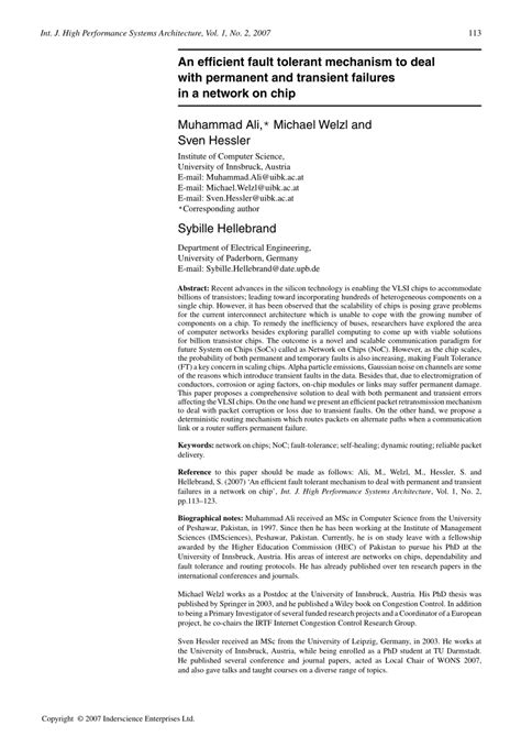 PDF An Efficient Fault Tolerant Mechanism To Deal With Permanent And Transient Failures In A