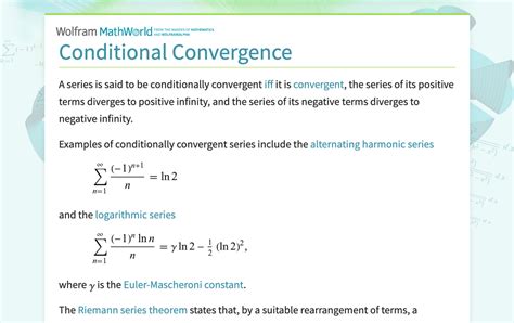 Conditional Convergence From Wolfram Mathworld