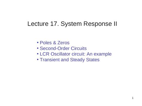 Ppt Poles And Zeros Second Order Circuits Lcr Oscillator Circuit An Example Transient And