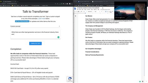 Openai Gpt 2 Text Generator Talk To Transformer Wrote My Business Plan