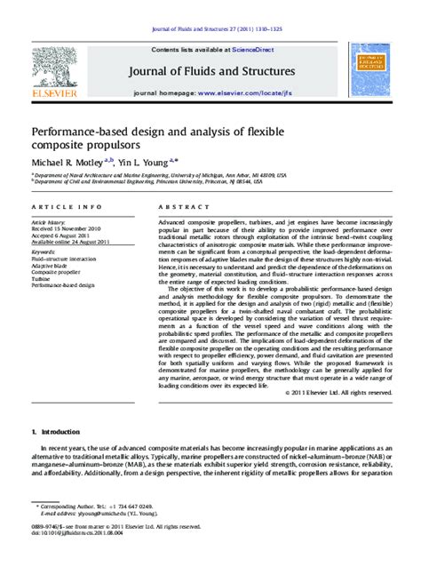 Pdf Performance Based Design And Analysis Of Flexible Composite Propulsors