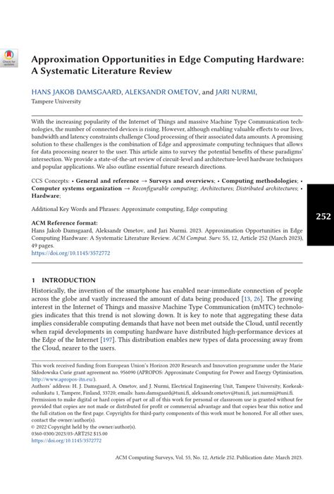 Pdf Approximation Opportunities In Edge Computing Hardware A