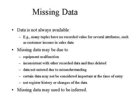 data preprocessing data cleaning fill in missing values
