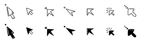 doodle click icon set hand drawn mouse cursor button digital arrow