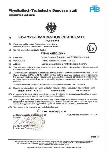 Ec Type Examination Certificate