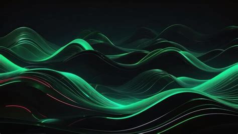 crimson and emerald green biodigital waves in a futuristic abstract