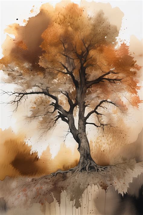 Watercolor Tree Seasons Painting 2 Downloadable Jpeg Wall Art Print