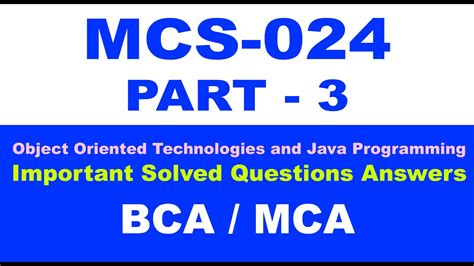 [ part 3] [mcs 024 important questions and answers] [mcs 024 solved question papers] [mcs 024