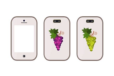 검은 색과 흰색 색상으로 현실적인 스마트 폰 빈 화면으로 포도 인쇄 장식 콘텐츠를 배치 하기 위한 모의 광고 흰색 배경에 고립입니다 가장자리에 대한 스톡 벡터 아트 및 기타
