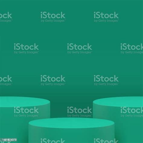 녹색 실린더 3d 무대 제품 광고 연단 스튜디오 배경 현실적인 벡터 0명에 대한 스톡 벡터 아트 및 기타 이미지 0명 3