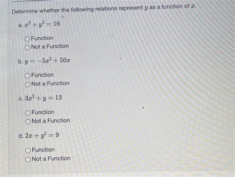 Solved Determine Whether The Following Relations Represemt Y