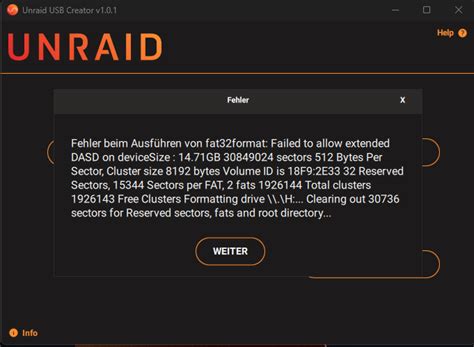 Fehler Beim Erstellen Eines Unraid Usb Sticks Deutsch Unraid