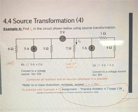 Solved 44 Source Transformation 4 Example 4 Find Io In