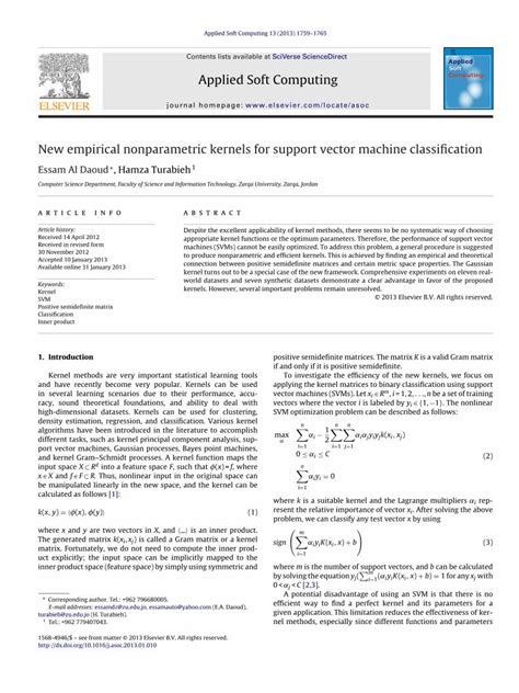 Pdf New Empirical Nonparametric Kernels For Support Vector Machine