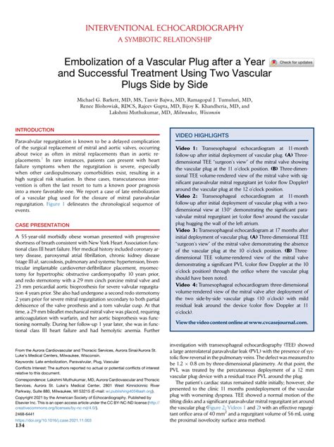 Pdf Embolization Of A Vascular Plug After A Year And Successful