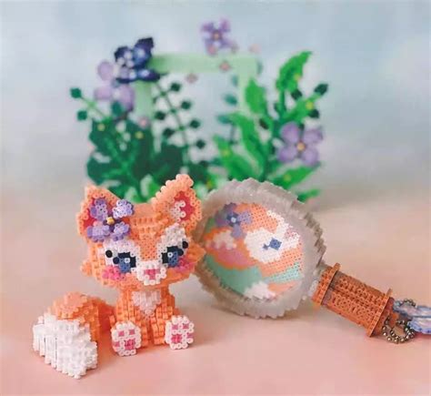 Linabell And Magnifier Keychain Set 3d Perler Bead Pattern Digital Instant Download Etsy