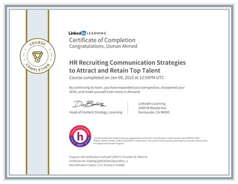 Usman Ahmed On Linkedin Certificate Of Completion