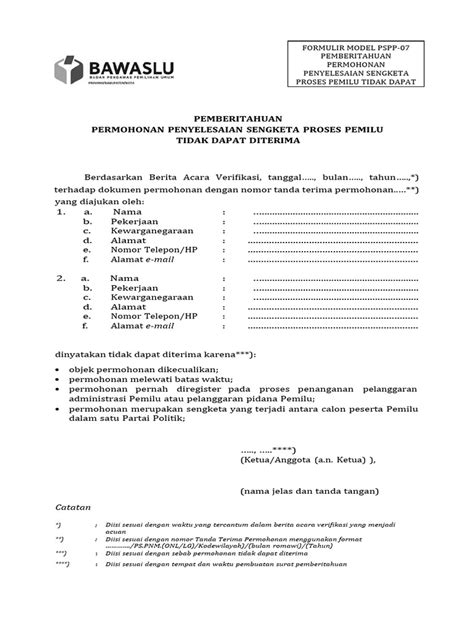 Model Pspp 07 Pemberitahuan Permohonan Pdf