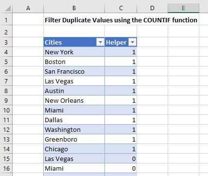 How To Filter Duplicate Values In Excel Google Sheets Auto Vba